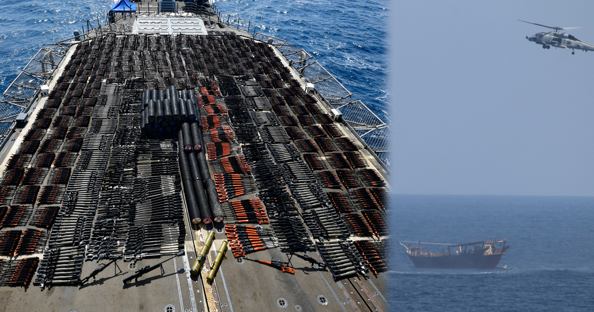 US Navy seizes small boat carrying thousands of weapons in Arabian Sea