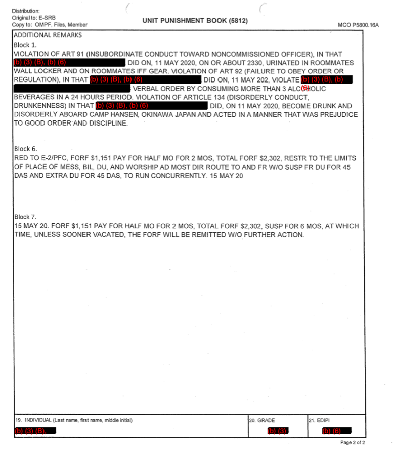 US Marine gets drunk and pees all over roommate's military gear