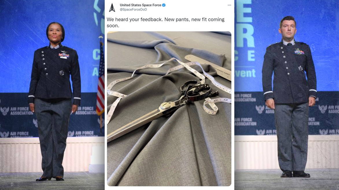 The Space Force knows their prototype service dress pants look awful