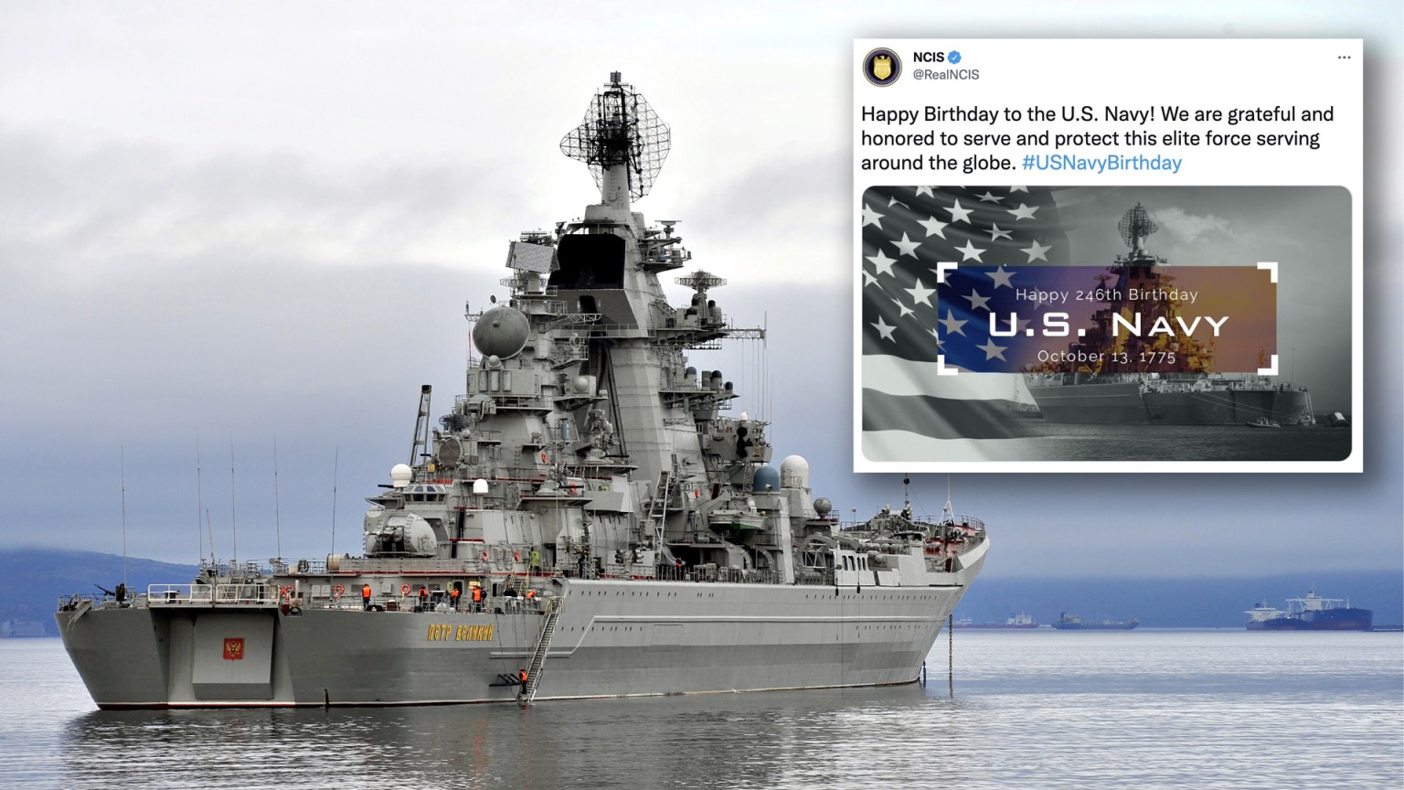 NCIS wishes US Navy 'happy birthday' with photo of Russian warship