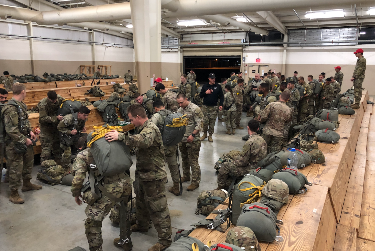 How US Army paratroopers prepare for a night jump training operation