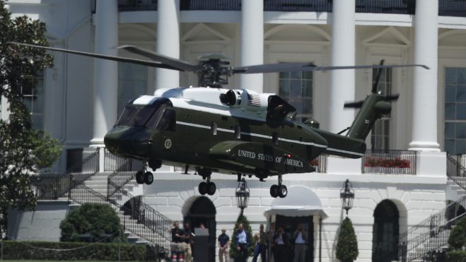 New Marine One chopper soon entering service, even if it burns the grass