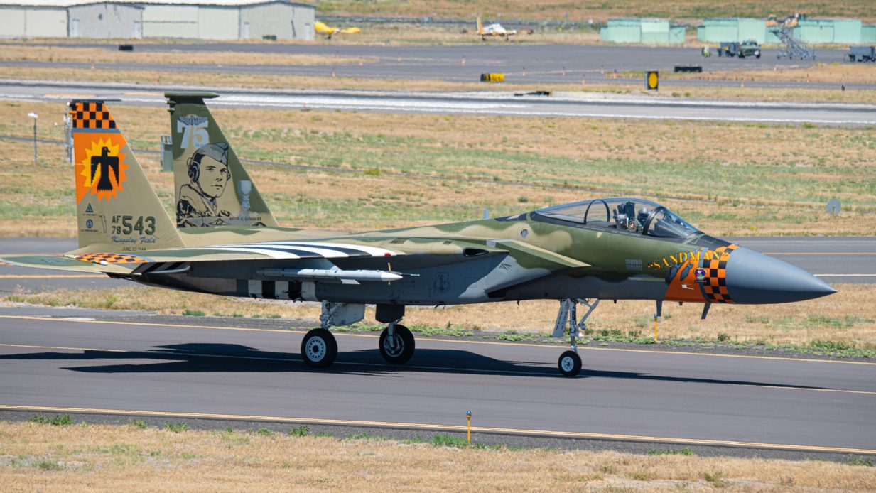 Air Force F-15 paint job honors WWII hero who gave up his parachute