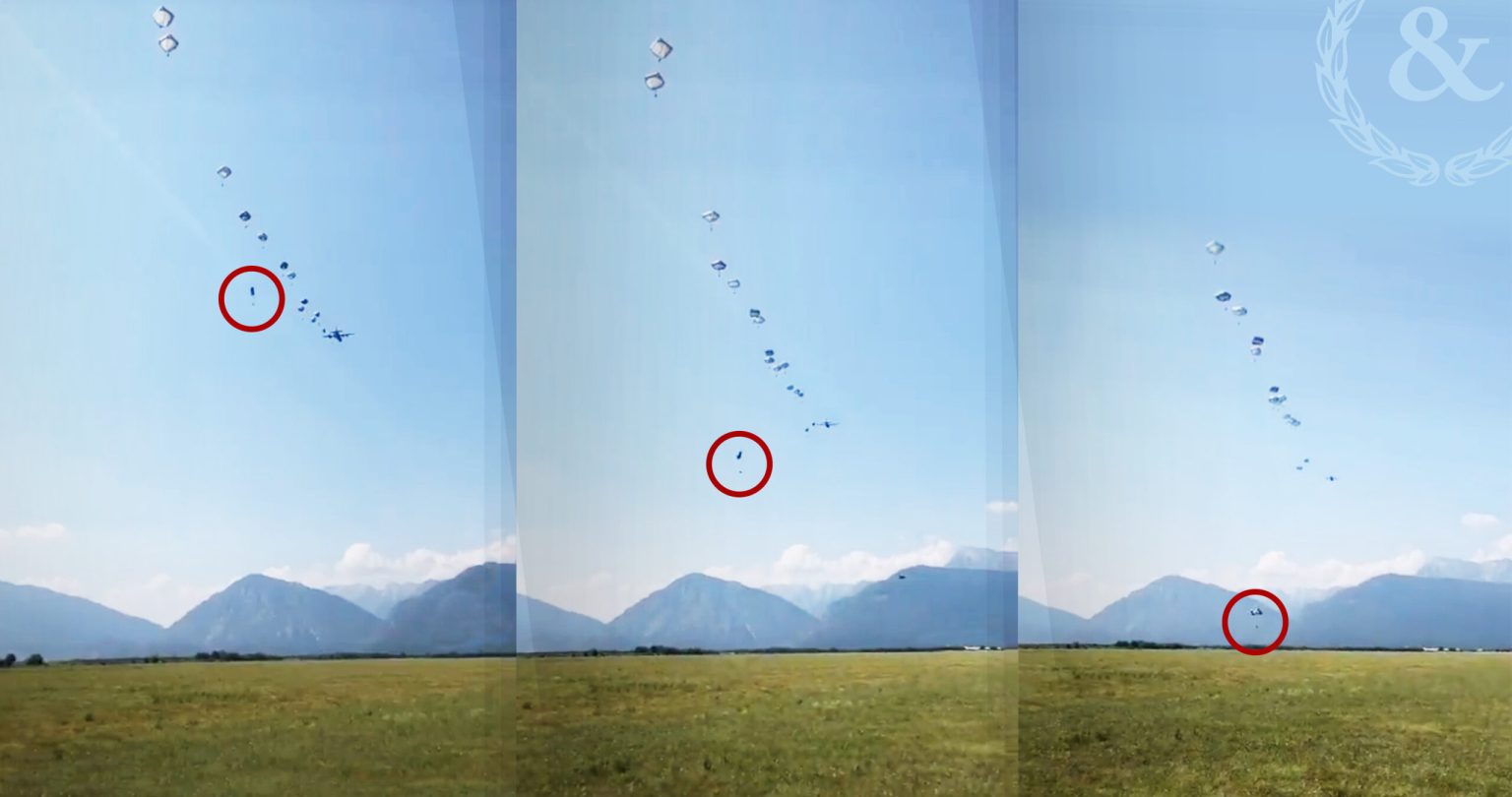 Military paratrooper in video opens reserve chute right before impact