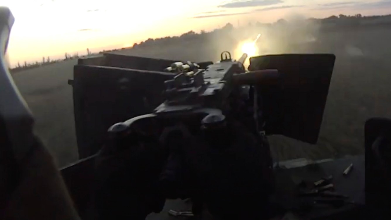 Ukraine combat video: Turret gunner runs out of ammo, switches to rockets