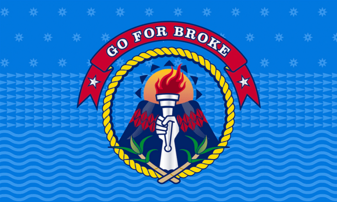 Navy destroyer USS Daniel Inouye flies 'Go For Broke' battle flag in port