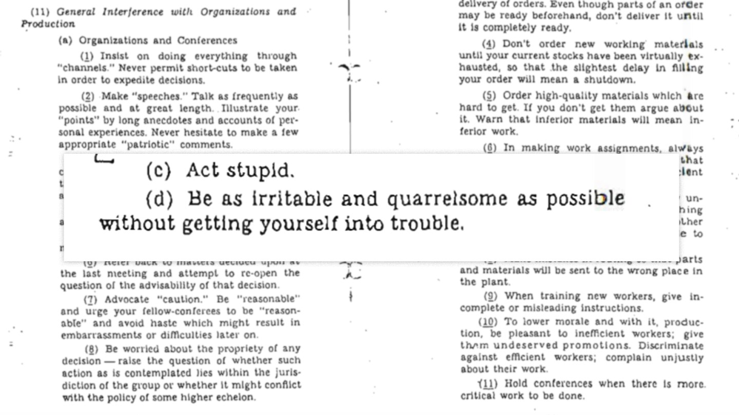 The WWII OSS manual for sabotage through sucking at your job