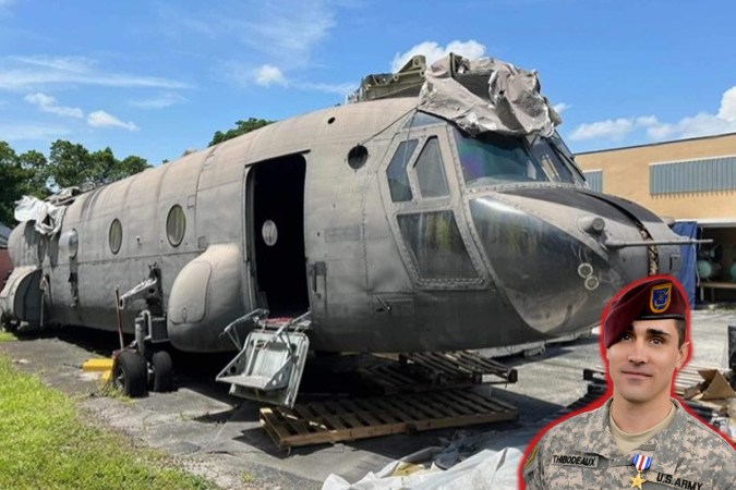 160th SOAR veteran building memorial out of CH-47D Chinook