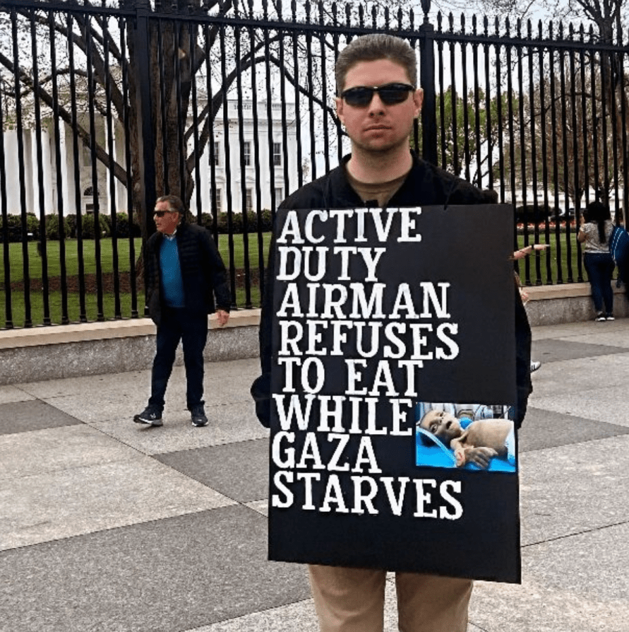 Air Force member on hunger strike at White House over Gaza