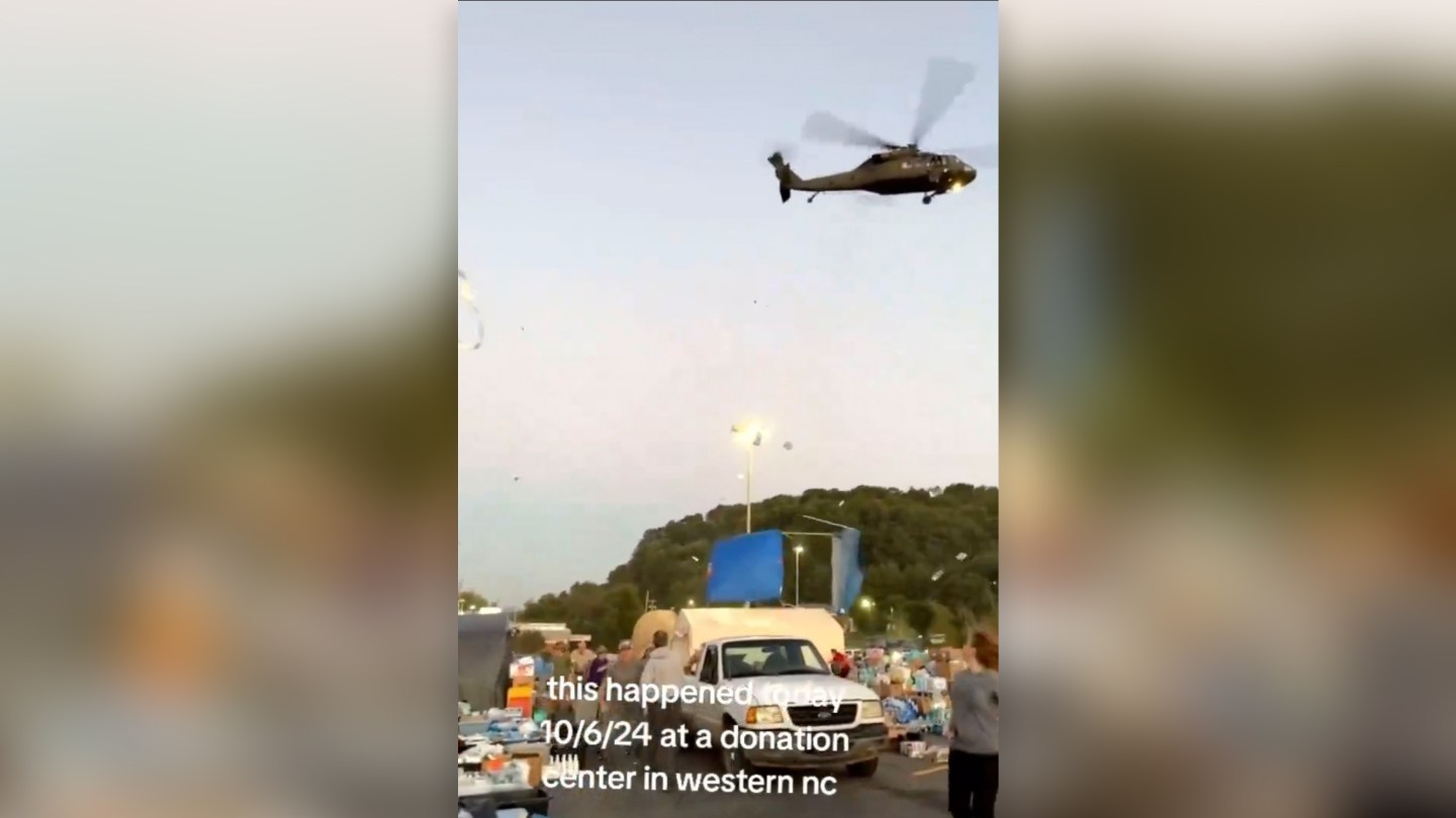 National Guard investigates helicopter filmed over hurricane relief site