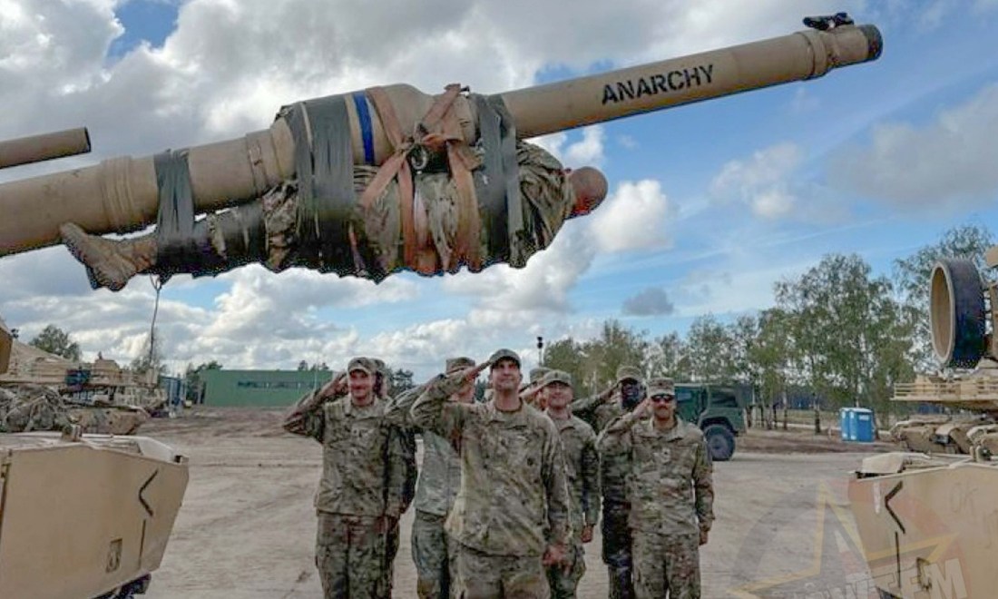 Army tankers strap officer to M1 Abrams main gun in send off