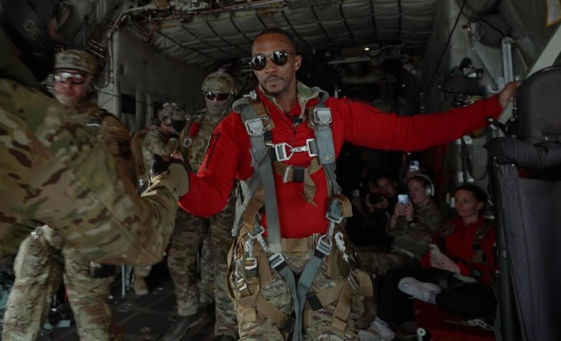 Air Force PJs took the new Captain America for a freefall jump