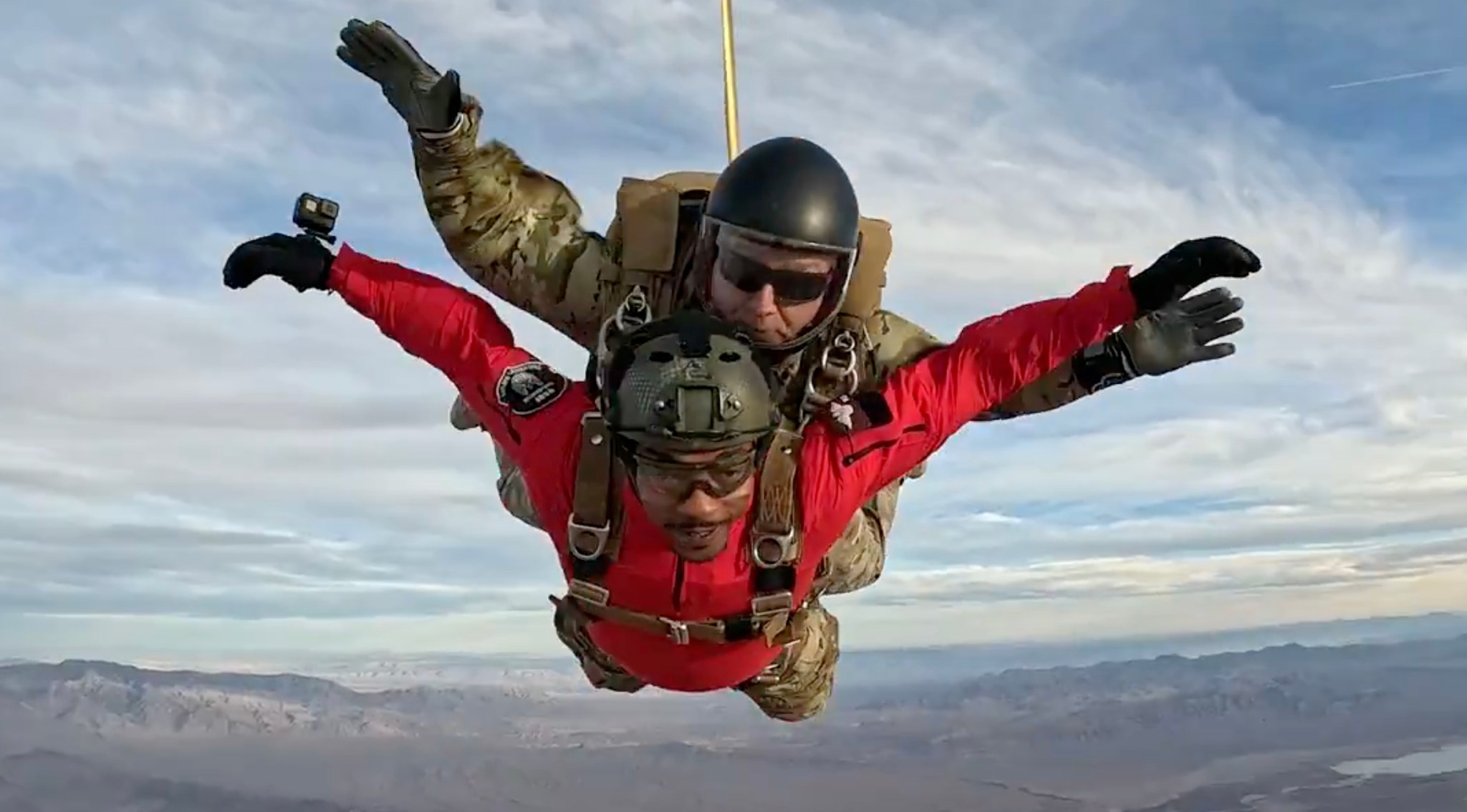 Air Force PJs took the new Captain America for a freefall jump