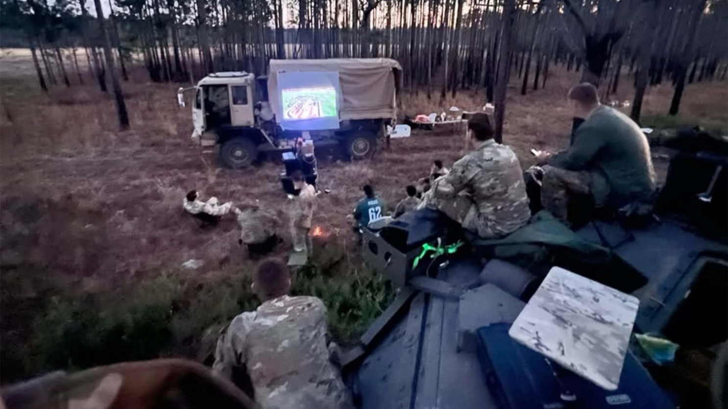 Army 1st Sgt sets up a Super Bowl party for his soldiers in the field