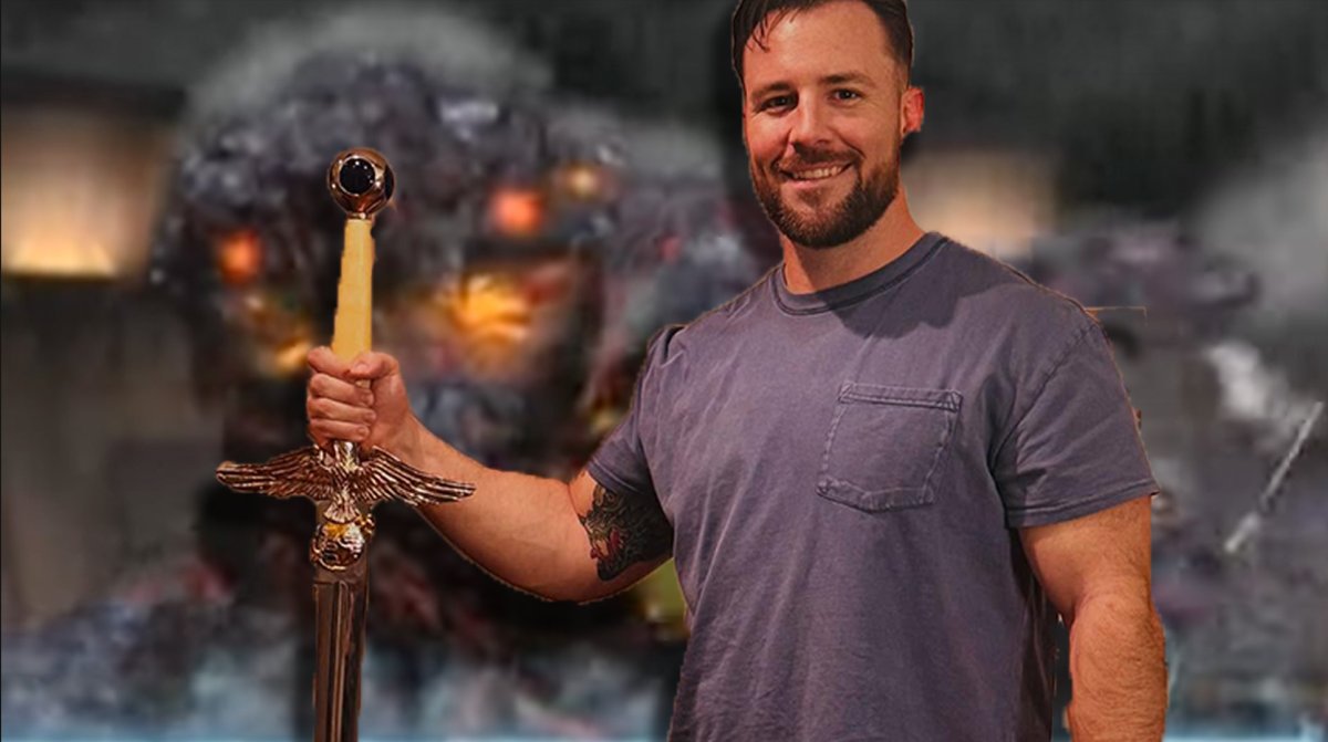 Marine veteran buys sword from iconic lava monster recruiting ad