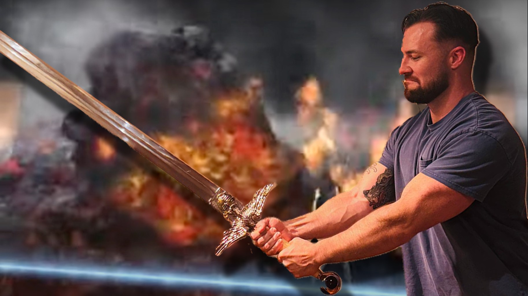 Marine veteran buys sword from iconic lava monster recruiting ad