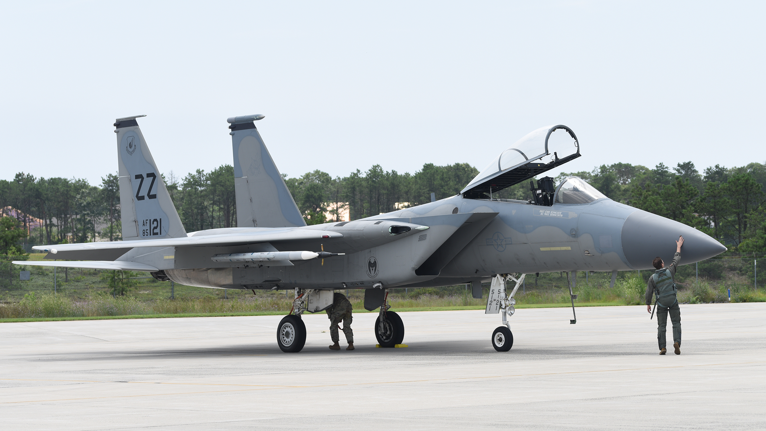 Service member accidentally ejects from Air Force F-15 on flightline