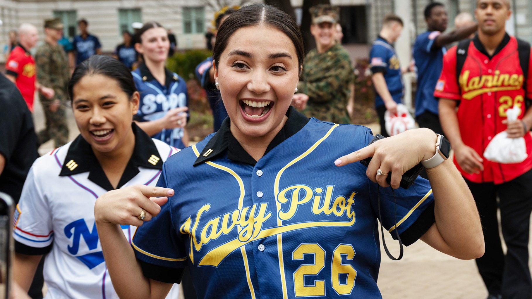 Naval Academy seniors learn future jobs with 'team jersey' reveal