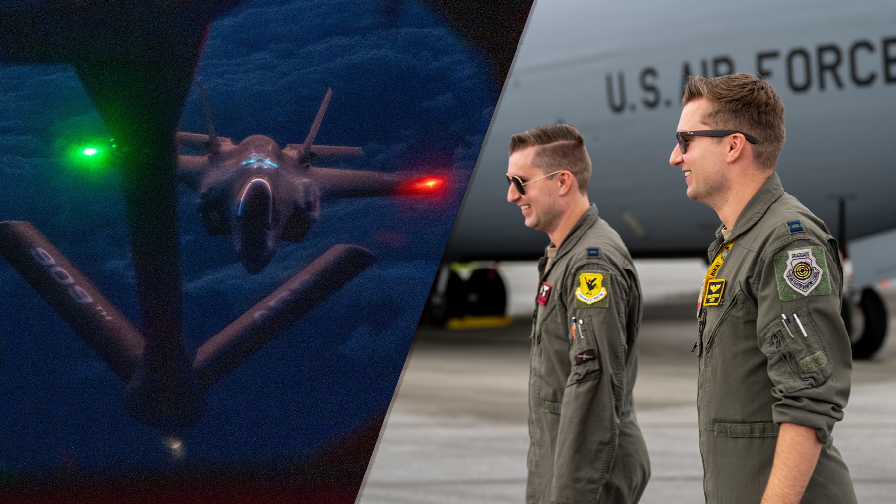 Twin Air Force pilots connect in the air over the Pacific